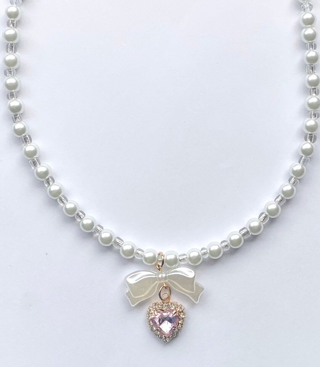 Dainty Coquette Princess Pink Necklace - Etsy
