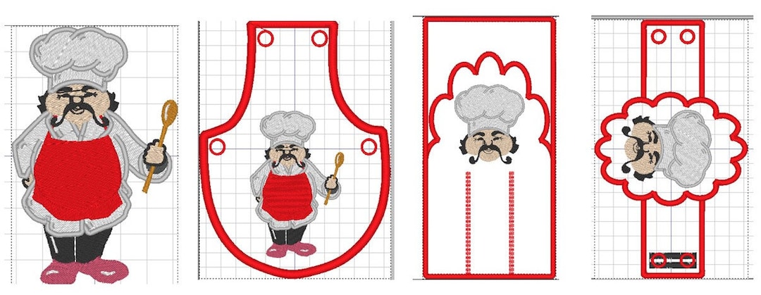 Chef Embroidery Design Set 3 Sizes - Etsy