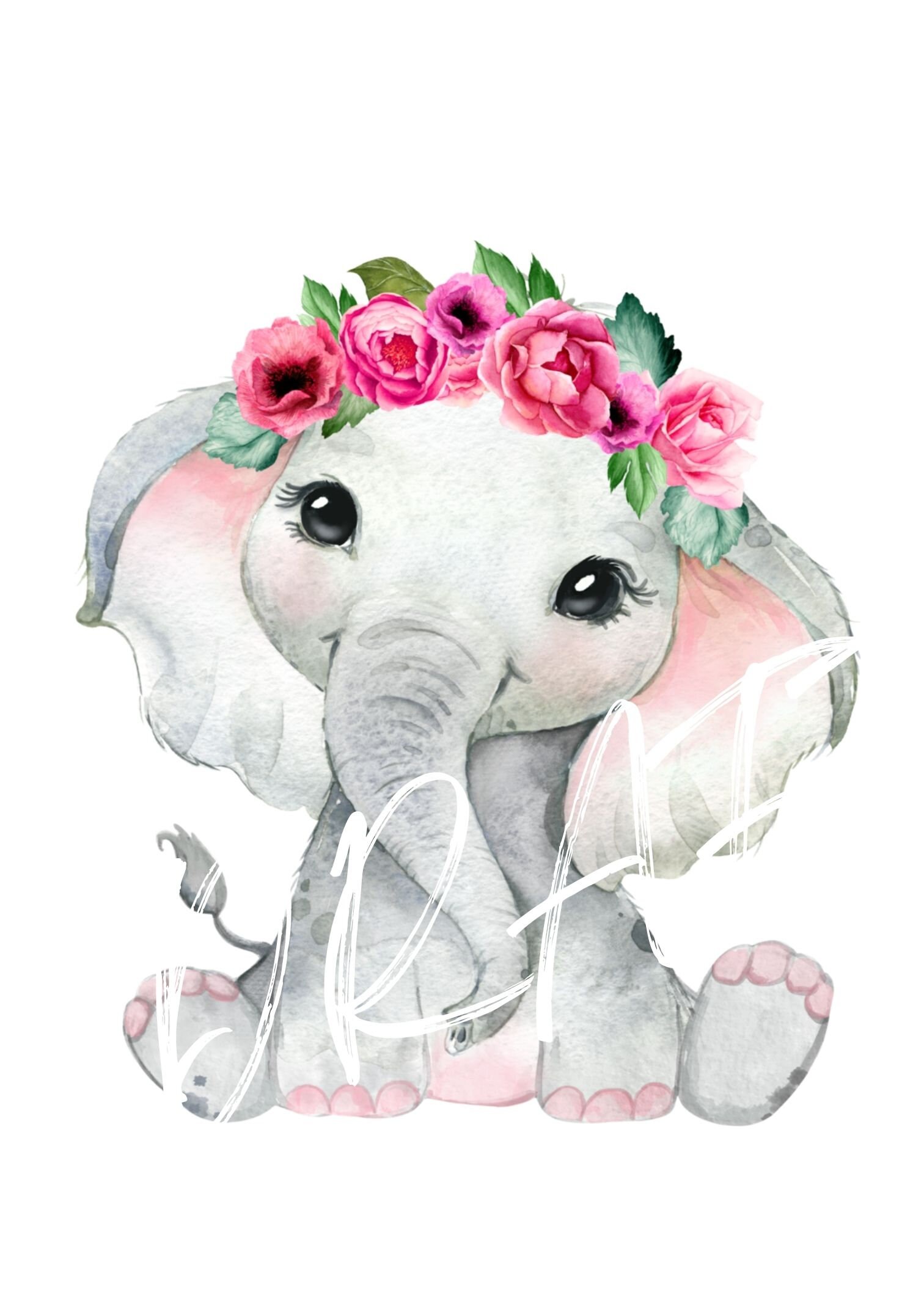 Elephant Girl Watercolor Printable Image - Etsy