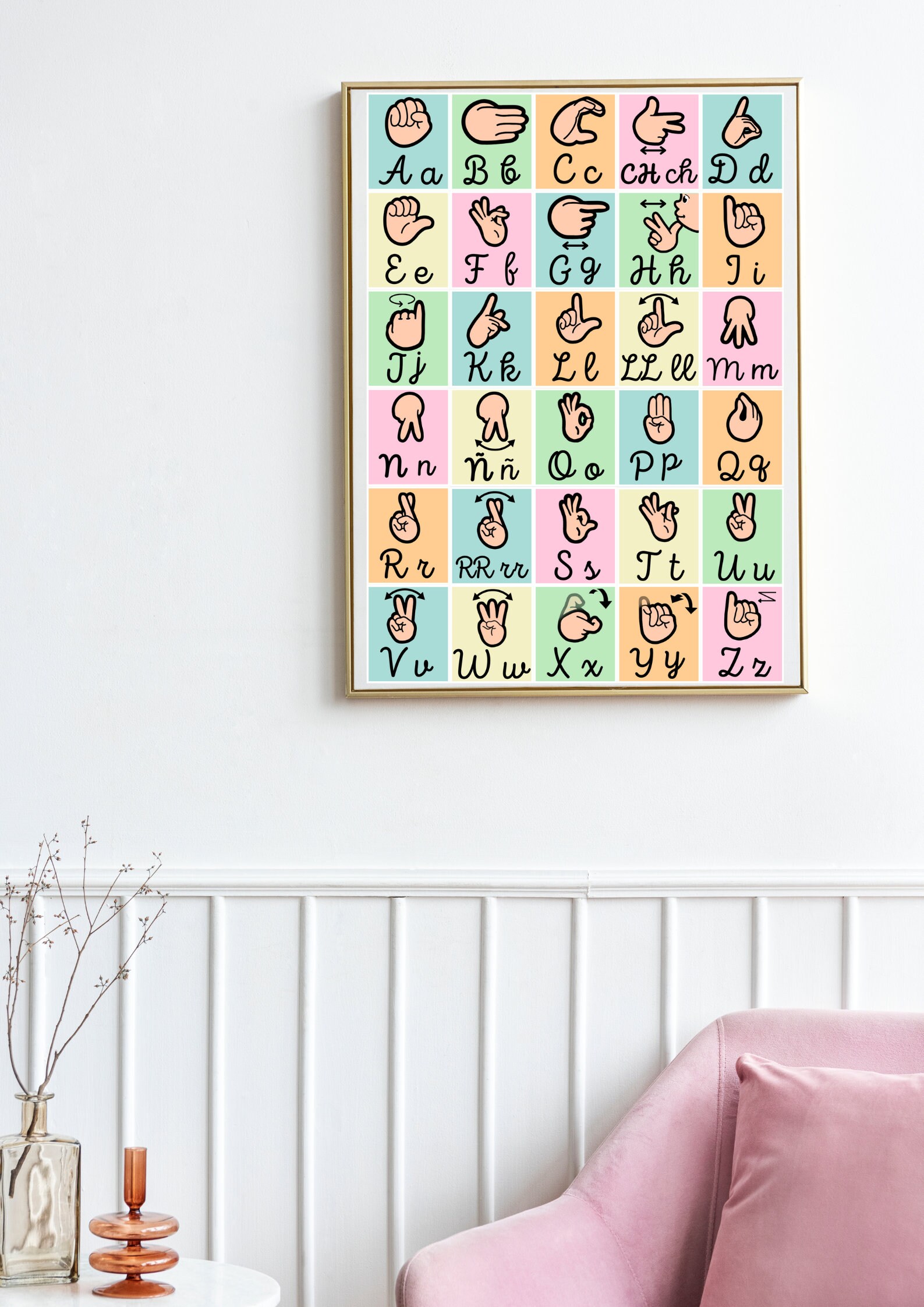 Sheet | Poster of the Spanish Sign Language Finger Spelling Alphabet in ...