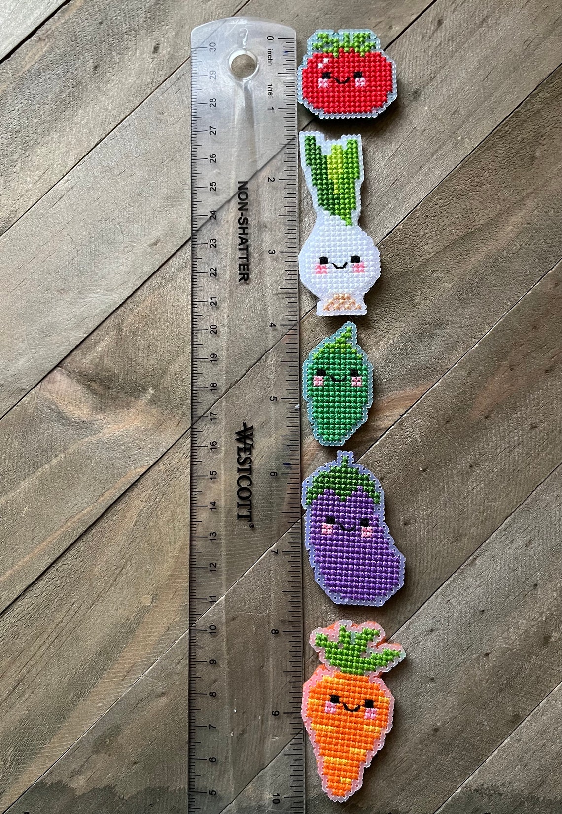 Handmade Kawaii Garden Veggie Cross Stitch Refrigerator Magnets Set of ...