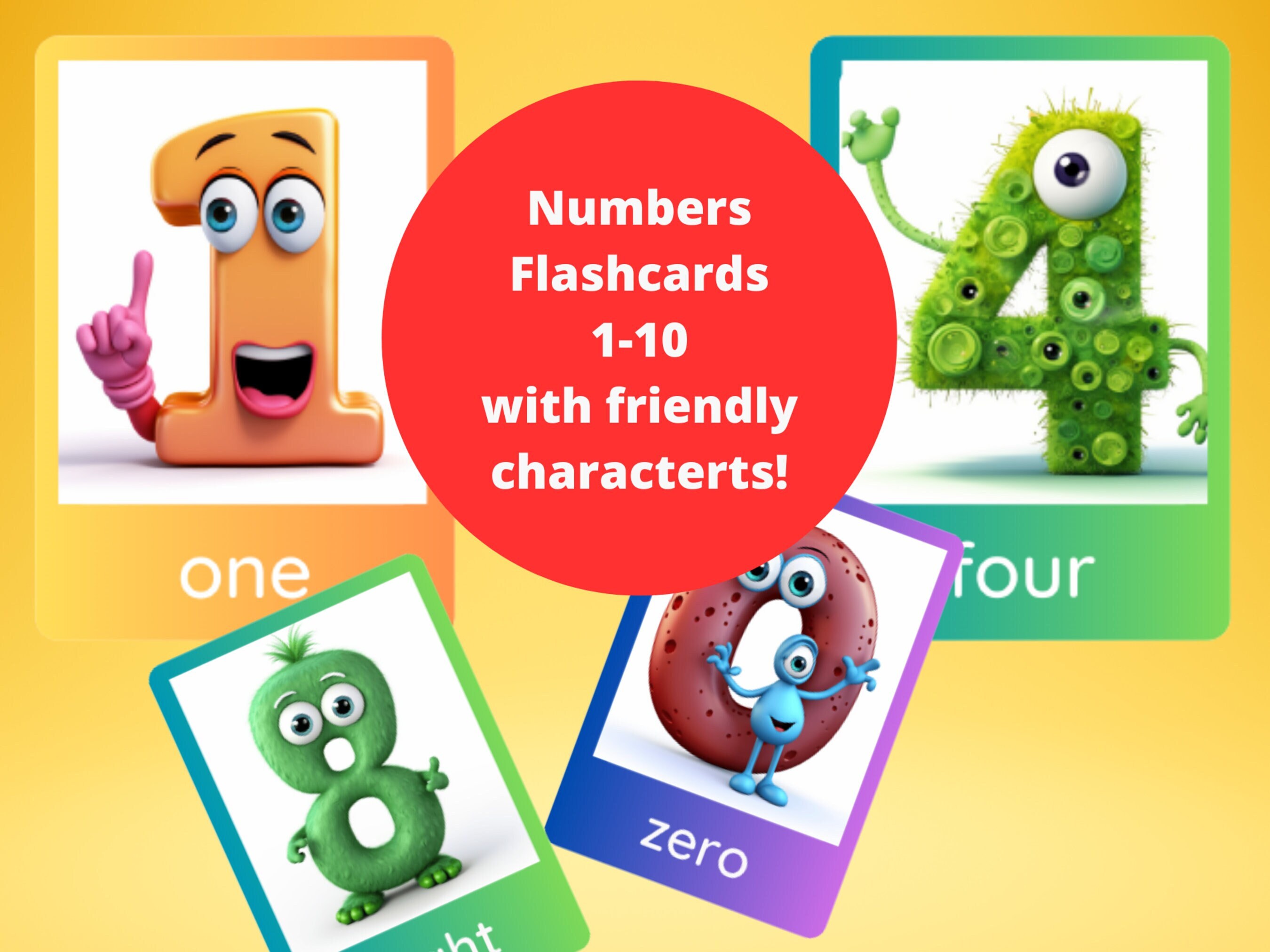 Numbers Flashcards,flashcards Set,preschool Numbers,educational ...