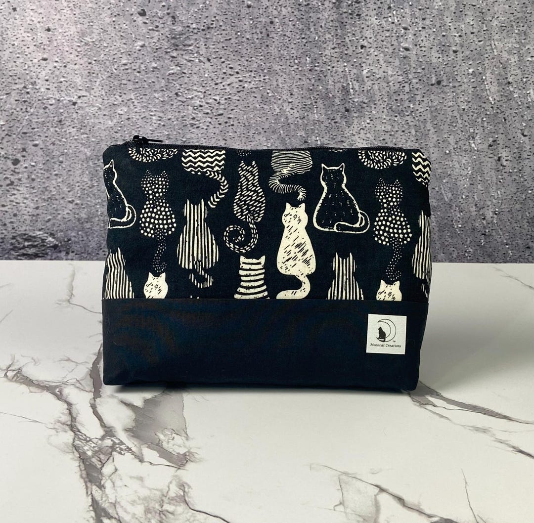 Black and White Cats Large Zipper Pouch. Large Cosmetics Bag. Great ...