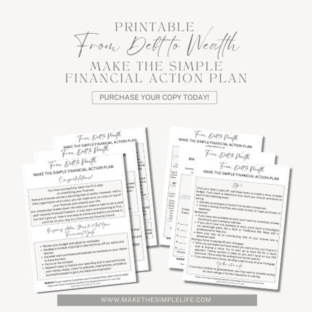 Make the Simple Financial Action Plan With BONUS Editable Template - Etsy