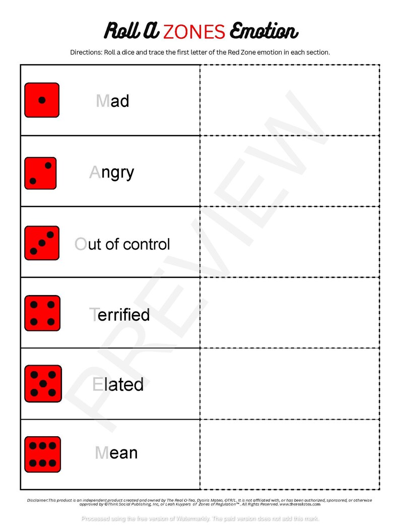 Roll A Zones Emotion Cut/paste Worksheets - Etsy Australia