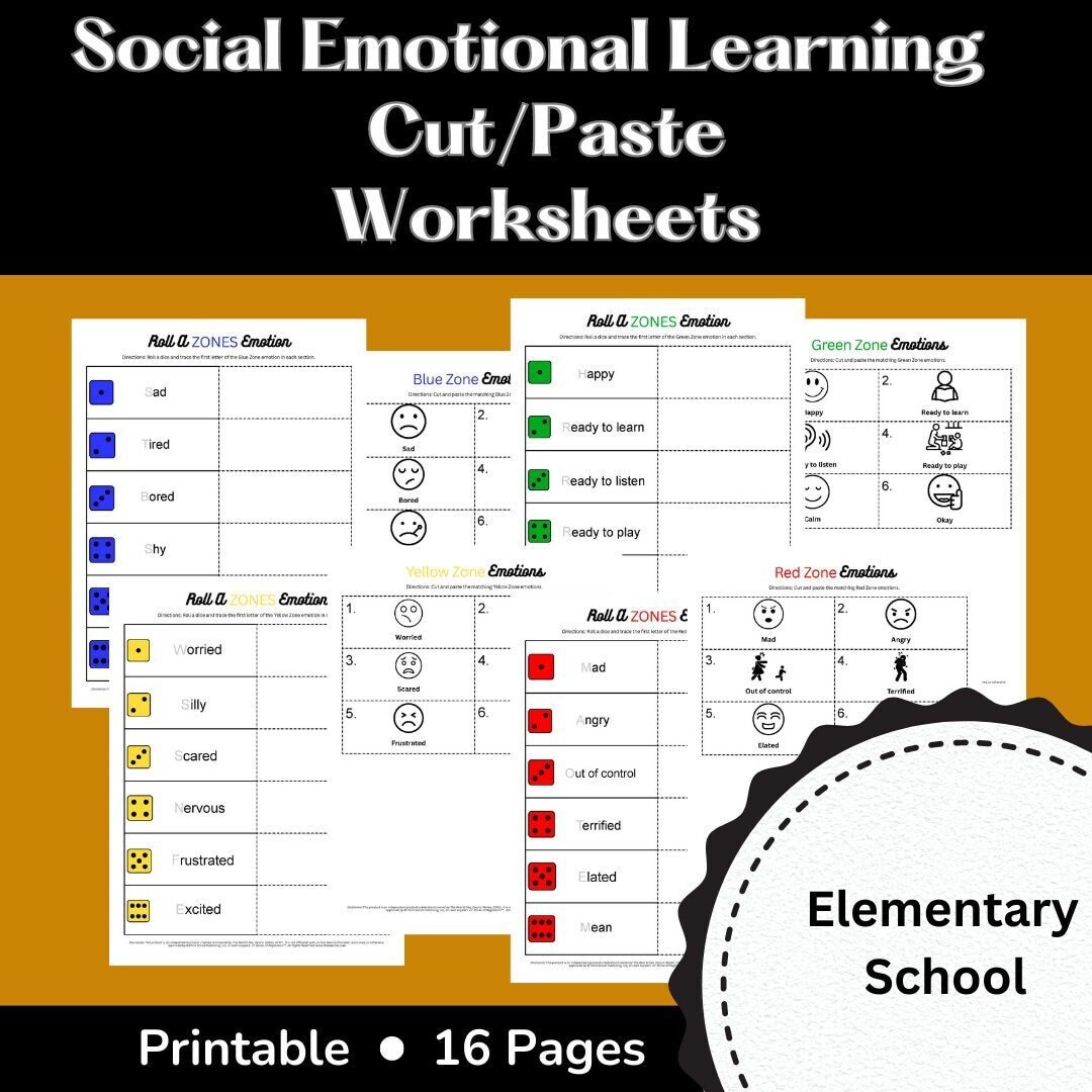 Roll A Zones Emotion Cut/paste Worksheets - Etsy