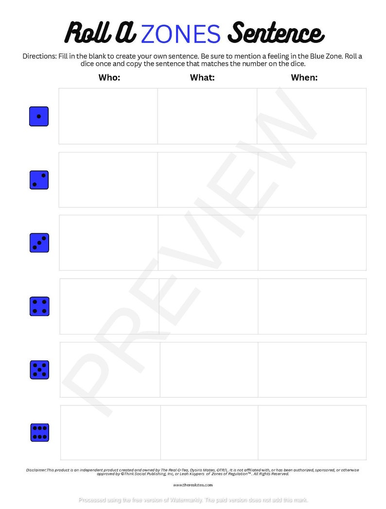 Roll A Zones Sentence Handwriting Worksheets - Etsy