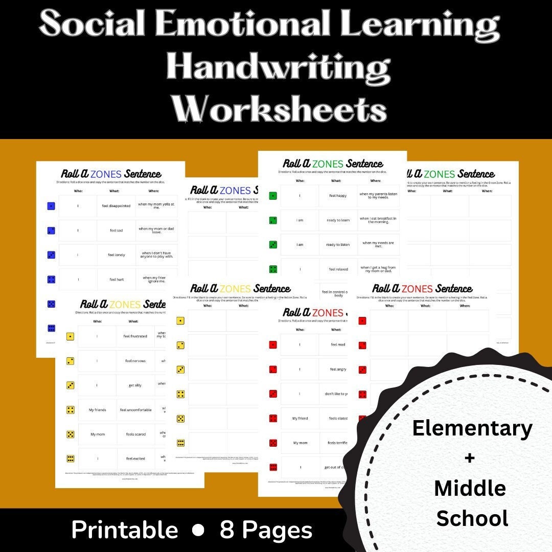 Roll A Zones Sentence Handwriting Worksheets - Etsy