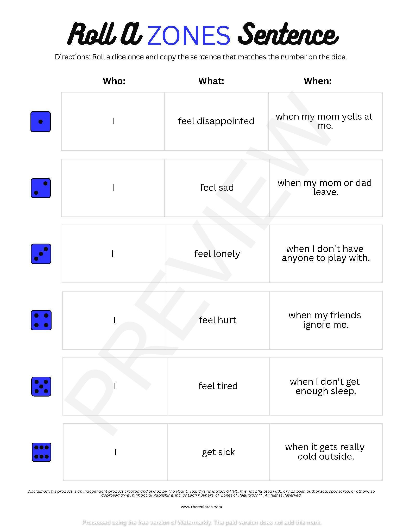 Roll A Zones Sentence Handwriting Worksheets - Etsy