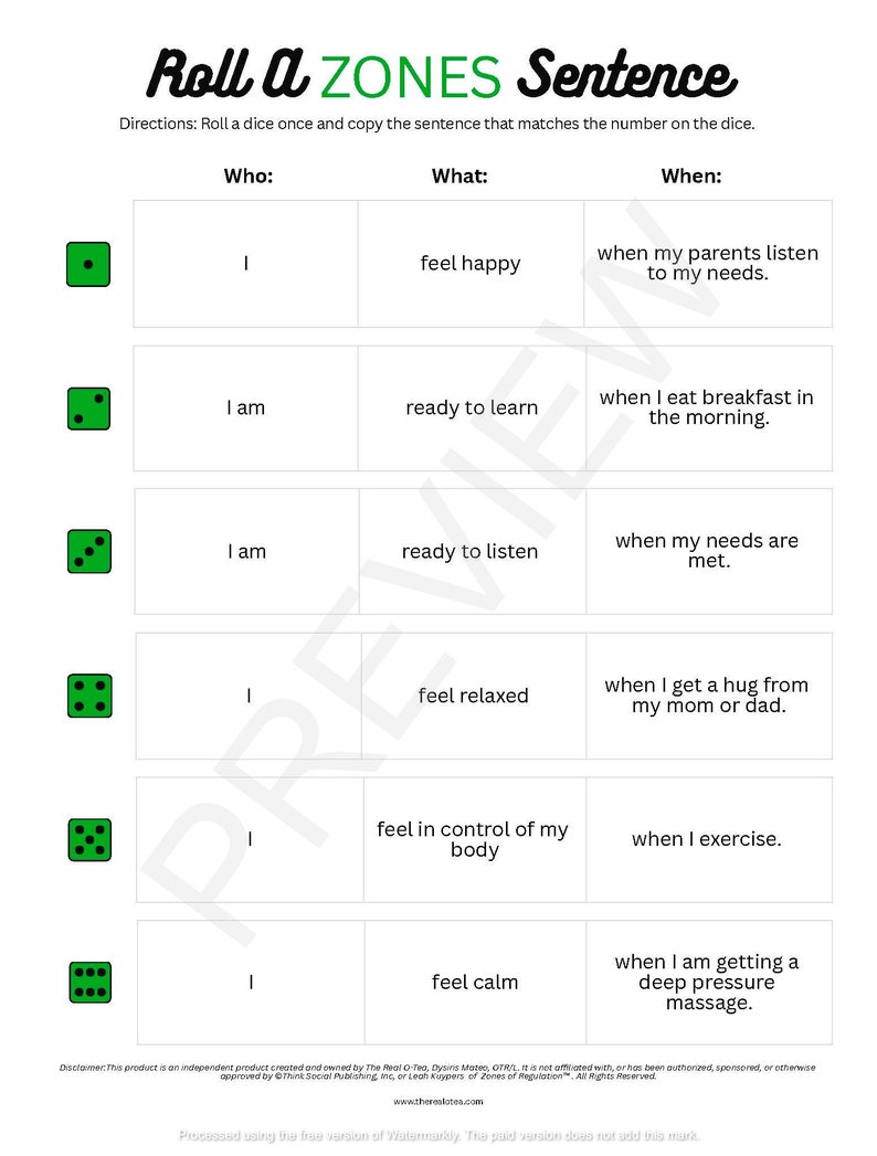 Roll A Zones Sentence Handwriting Worksheets - Etsy