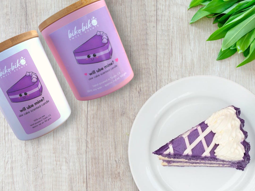 Ube Cake Soy Candle (will Ube Mine) With Handwoven Gift Bag/box - Etsy