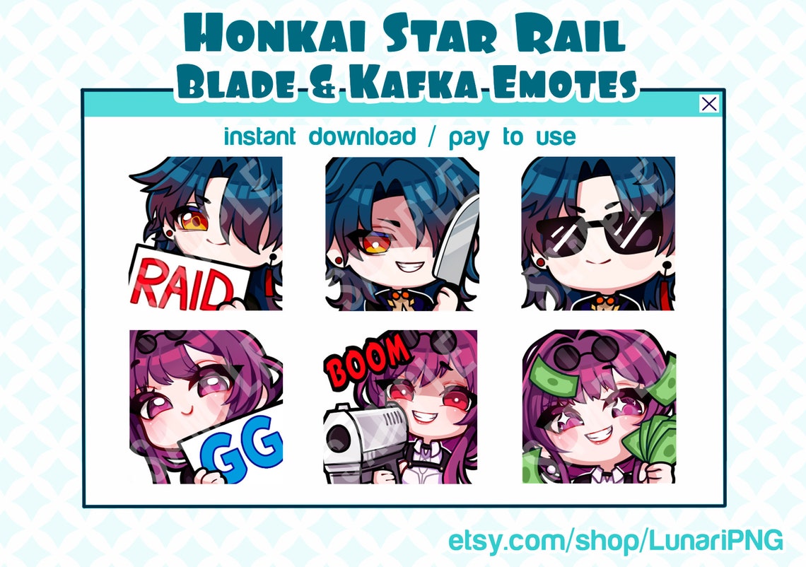 Honkai Star Rail | 6 Blade & Kafka Emotes | Sticker Pack | Blade Kafka ...