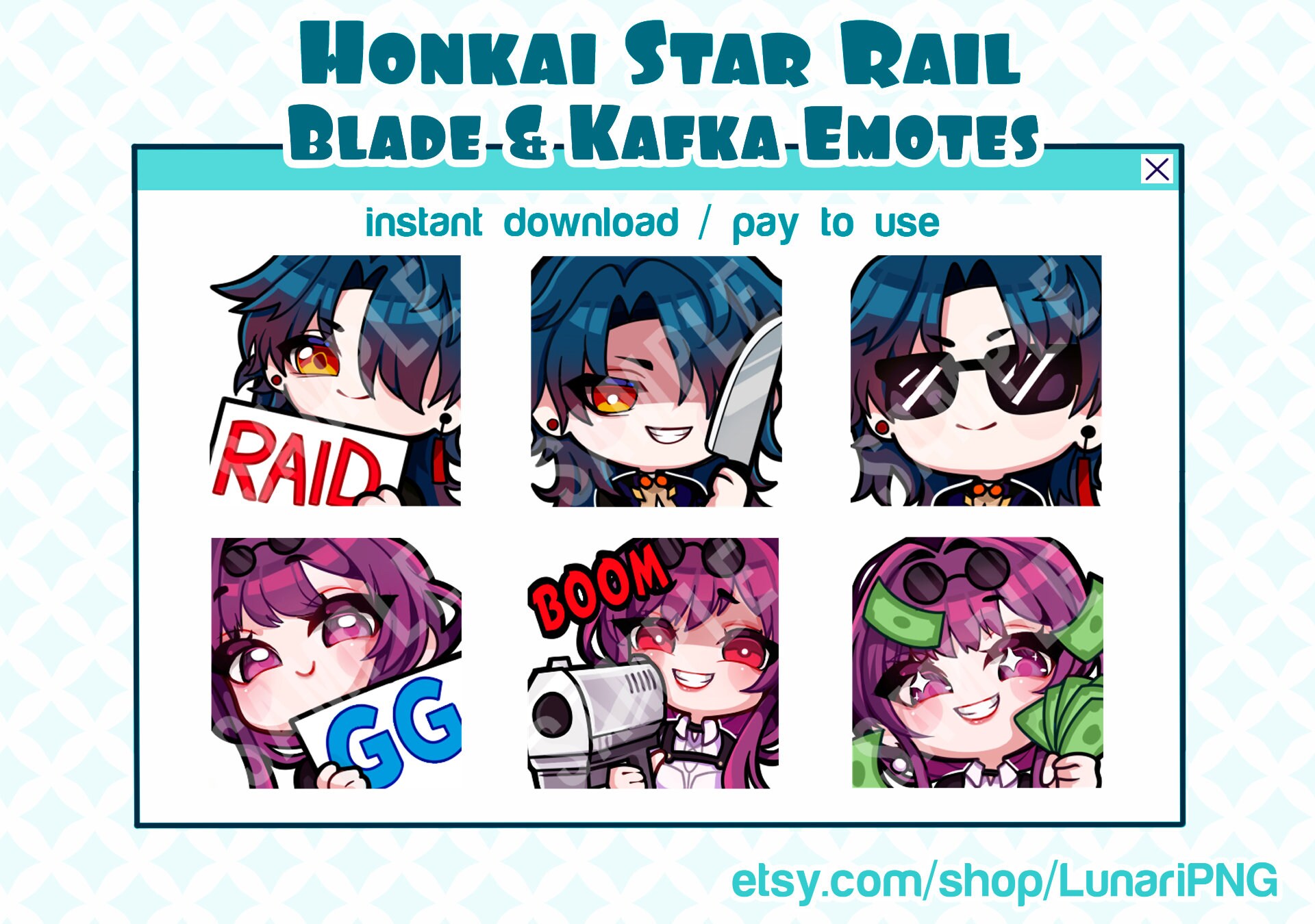 Honkai Star Rail / 6 Blade & Kafka Emotes / Paquete de - Etsy México