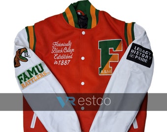 Florida A&M Varsity Jacket, Vintage Style Motto Letterman Bomber Jacket ...
