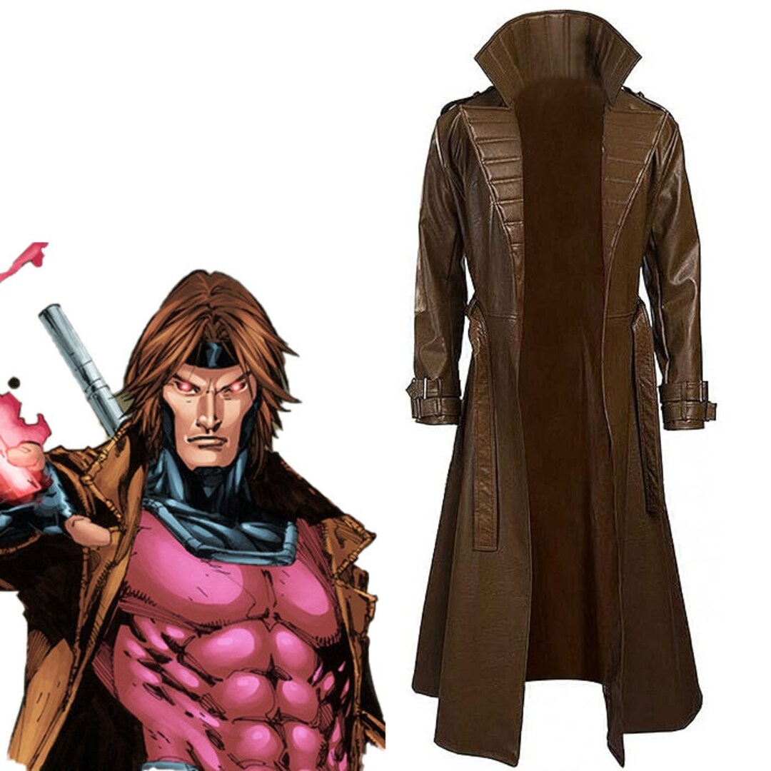 Handmade X-Men Gambit Cosplay Brown Leather Trench Coat, Channing Tatum ...