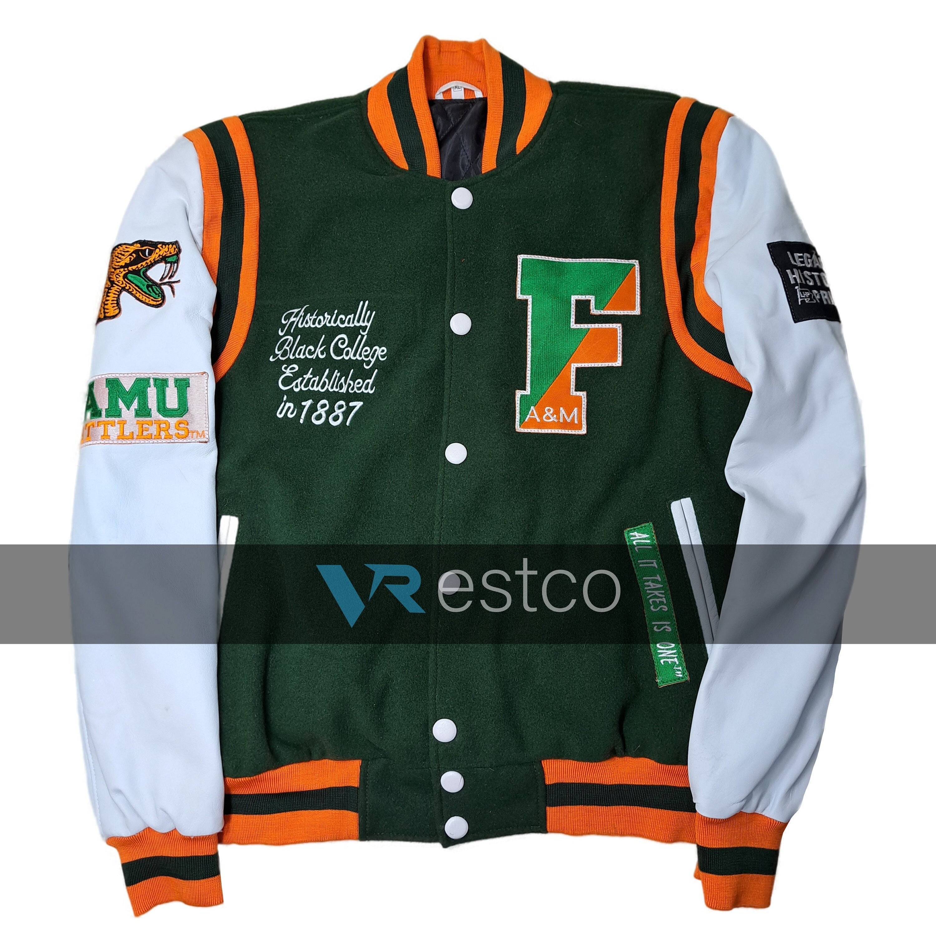 Florida A&M Varsity Jacket, Vintage Style Motto Letterman Bomber Jacket ...