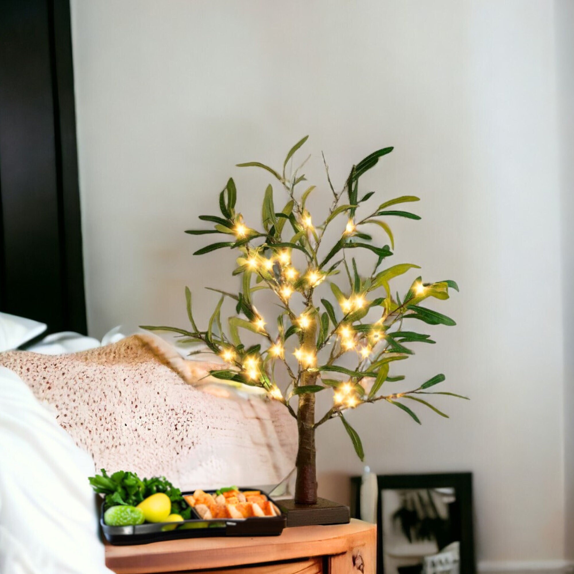 Lighted Olive Tree With Timer, 25IN 42 LED Light, Battery & USB Power ...
