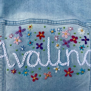 Personalised Name Hand Embroidered Denim Jacket Children - Etsy