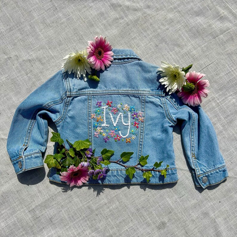 Personalised Name Hand Embroidered Denim Jacket Children - Etsy