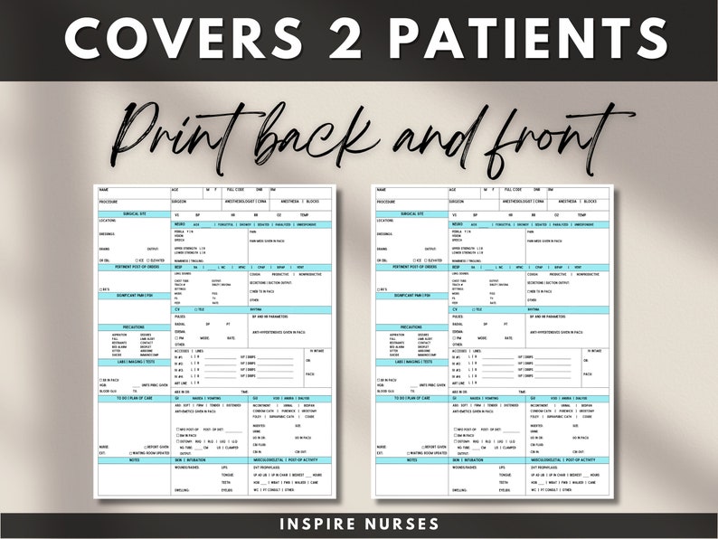 PACU Nurse Report Sheet, PACU Nursing Report Sheet, PACU Nurse Handoff ...