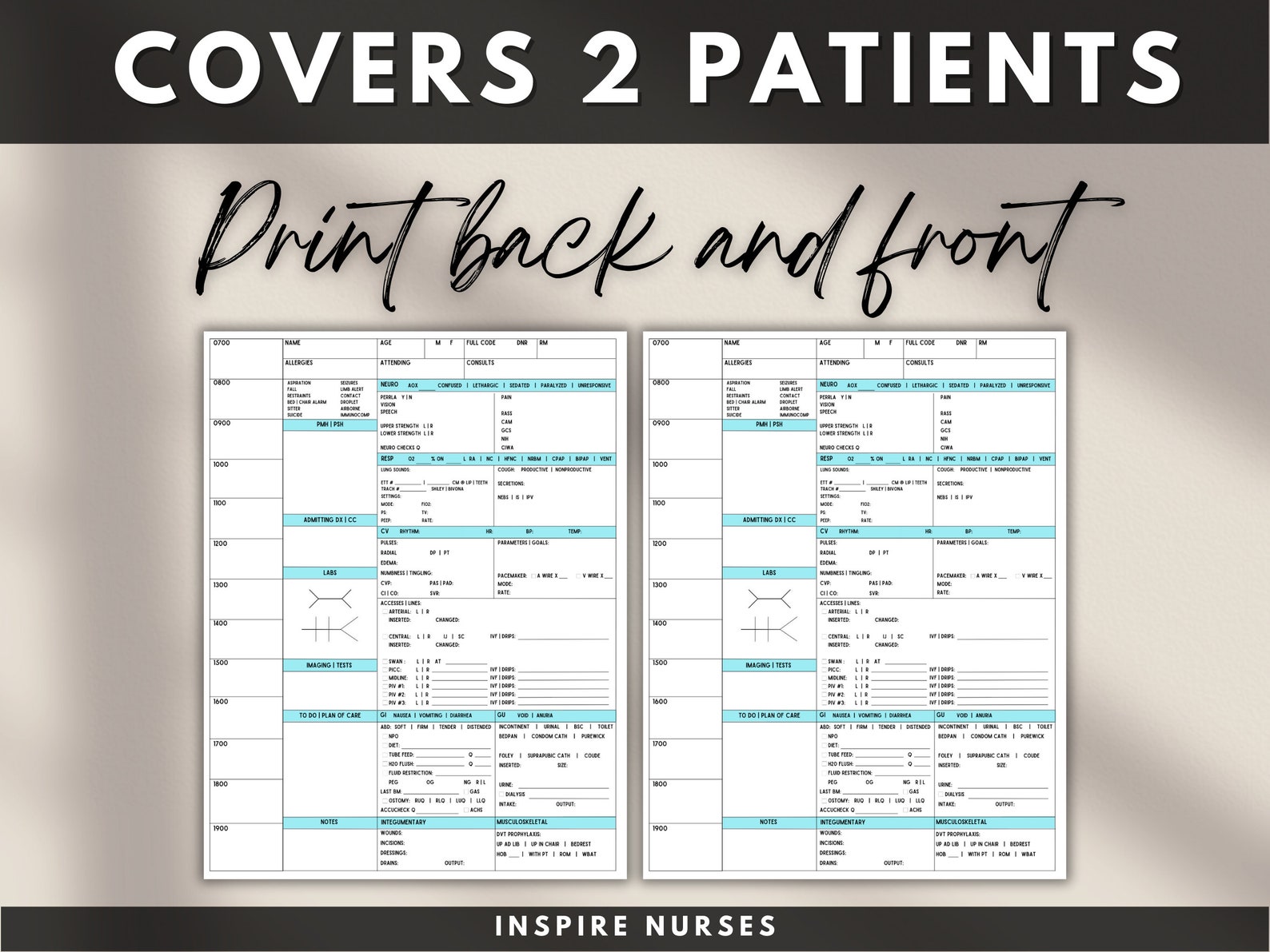 ICU Nurse Report Sheet With Hourly Rounding, ICU Nursing Report Sheet ...