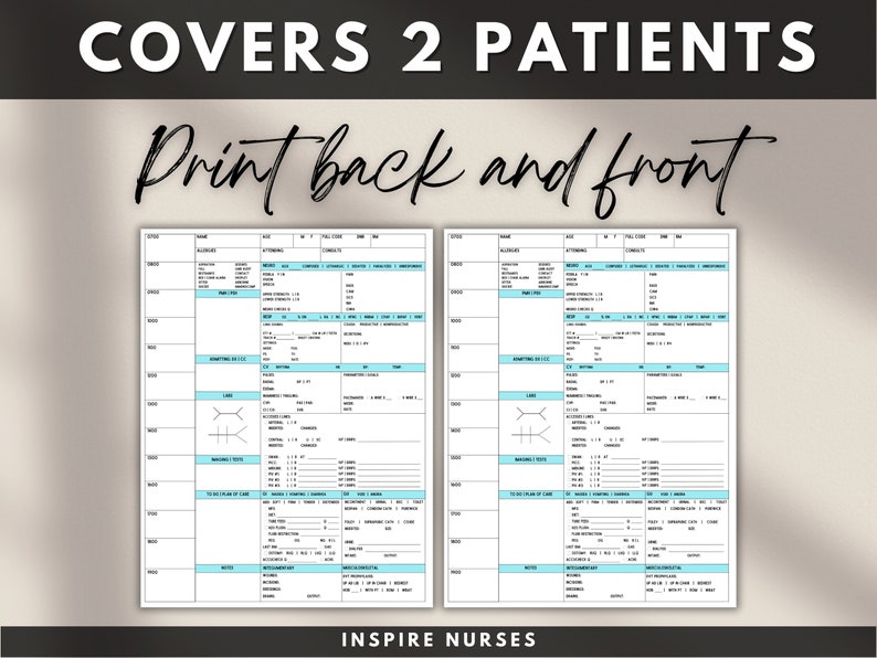 ICU Nurse Report Sheet With Hourly Rounding ICU Nursing - Etsy