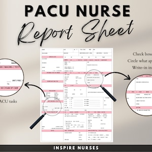 PACU Nurse Report Sheet, PACU Nursing Report Sheet, PACU Nurse Handoff ...