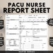 PACU Nurse Report Sheet, PACU Nursing Report Sheet, PACU Nurse Handoff ...