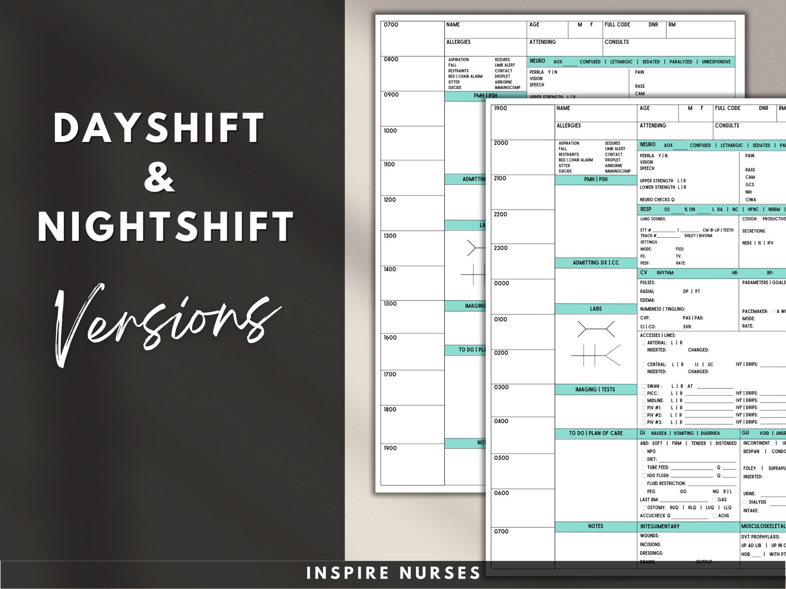 ICU Nurse Report Sheet With Hourly Rounding, ICU Nursing Report Sheet ...