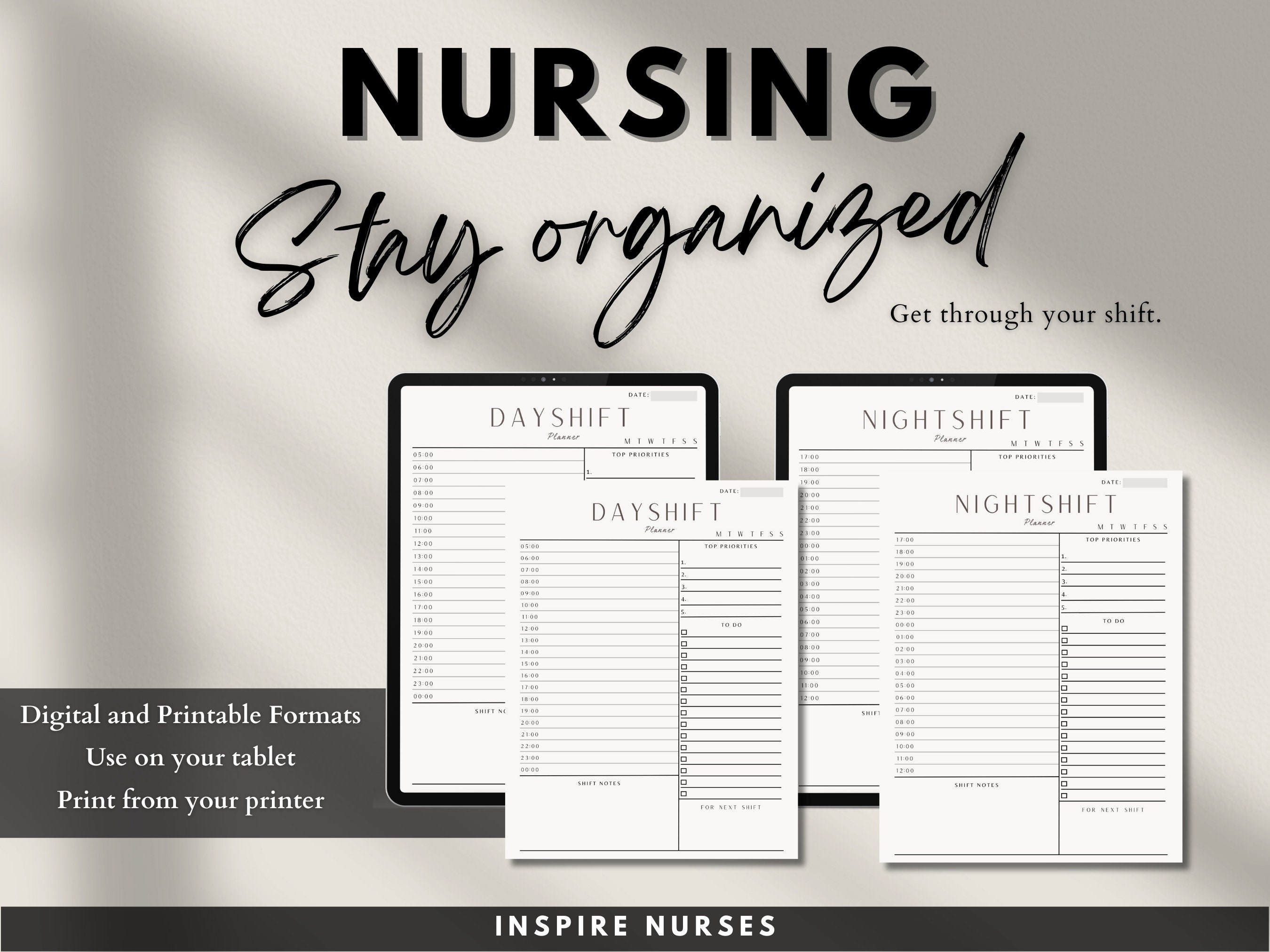 Nurse Shift Planner, Nursing Shift Checklist, Nurse Planner, Nurse ...