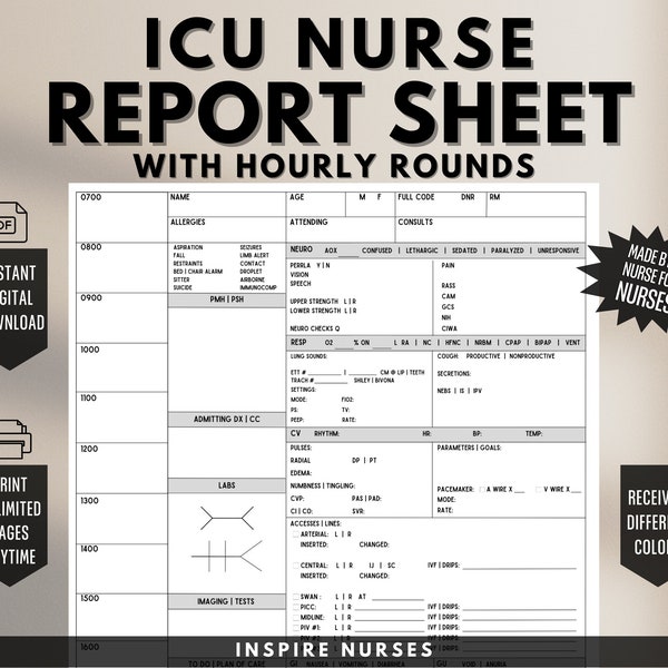 Nurse Icu Sheet - Etsy
