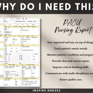 PACU Nurse Report Sheet, PACU Nursing Report Sheet, PACU Nurse Handoff ...