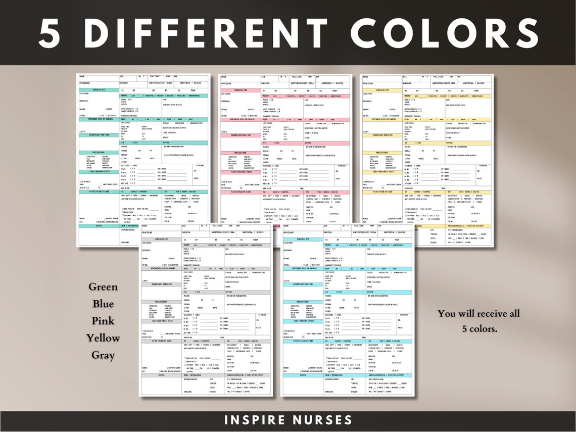 PACU Nurse Report Sheet, PACU Nursing Report Sheet, PACU Nurse Handoff ...