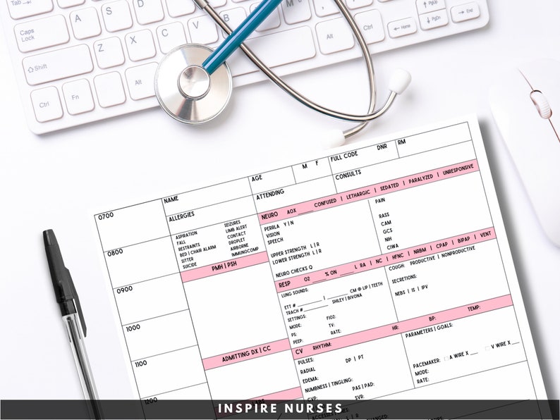 ICU Nurse Report Sheet With Hourly Rounding ICU Nursing - Etsy