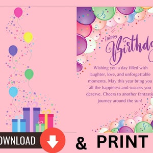 Printable Happy Birthday Card,digital Instant Download,custom Greeting ...