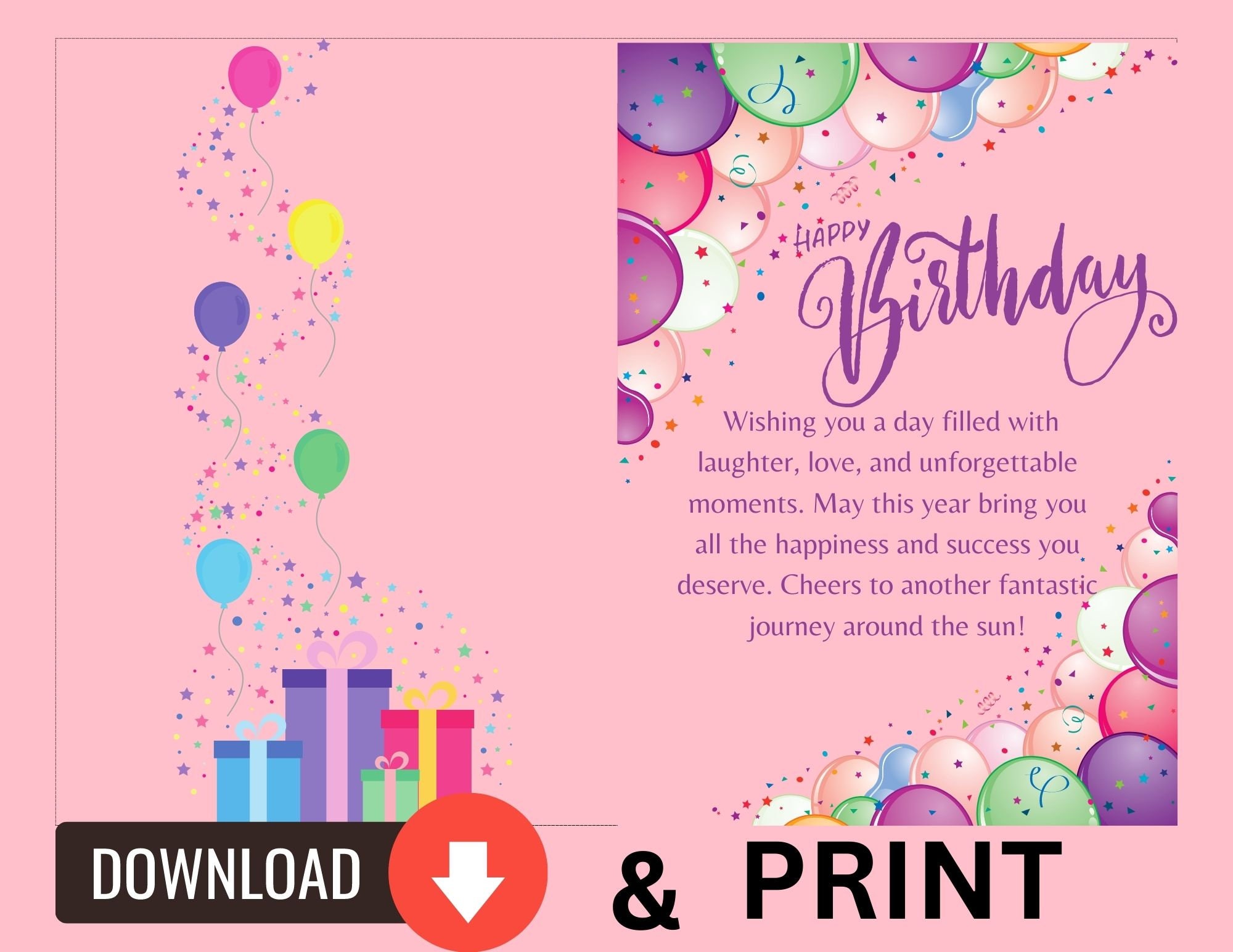 Printable Happy Birthday Card,digital Instant Download,custom Greeting ...