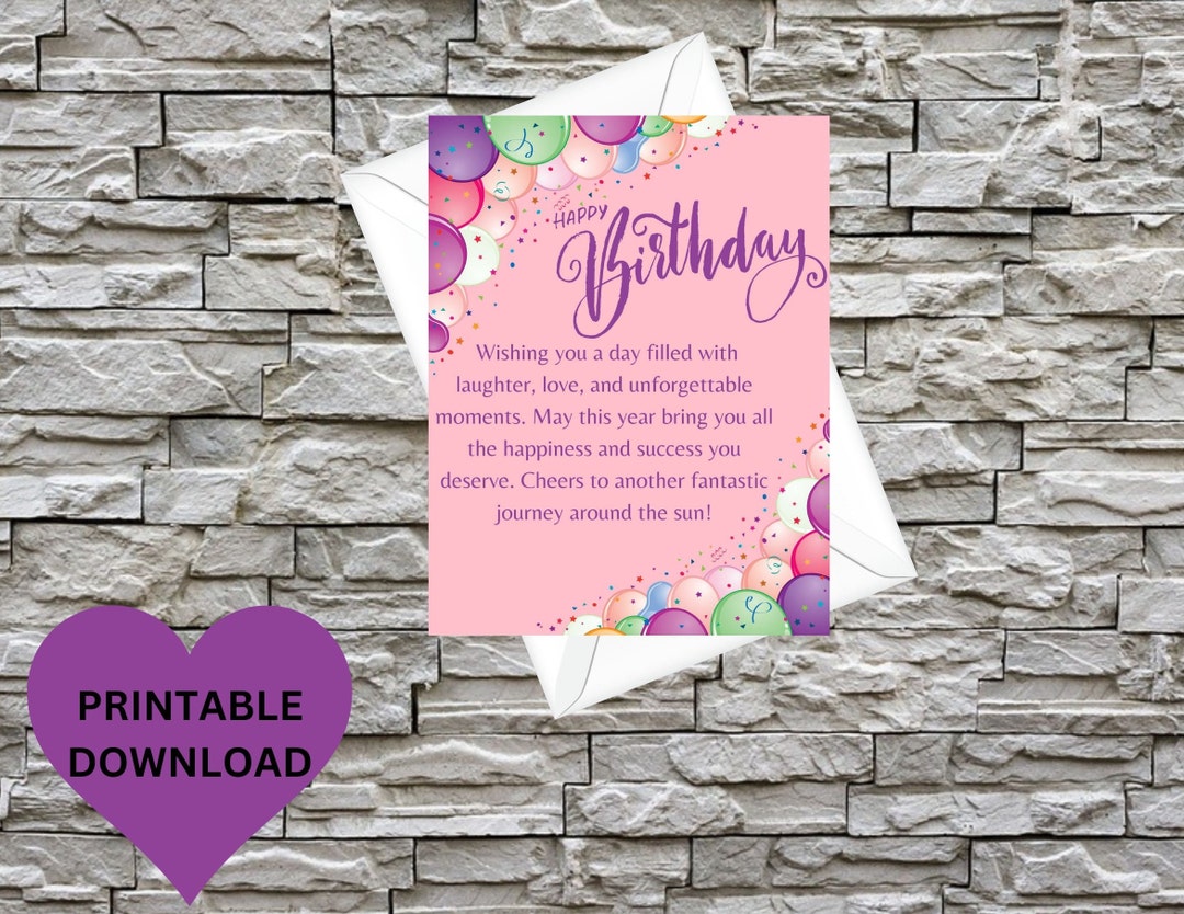 Printable Happy Birthday Card,digital Instant Download,custom Greeting ...