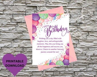 Printable Happy Birthday Card,digital Instant Download,custom Greeting ...