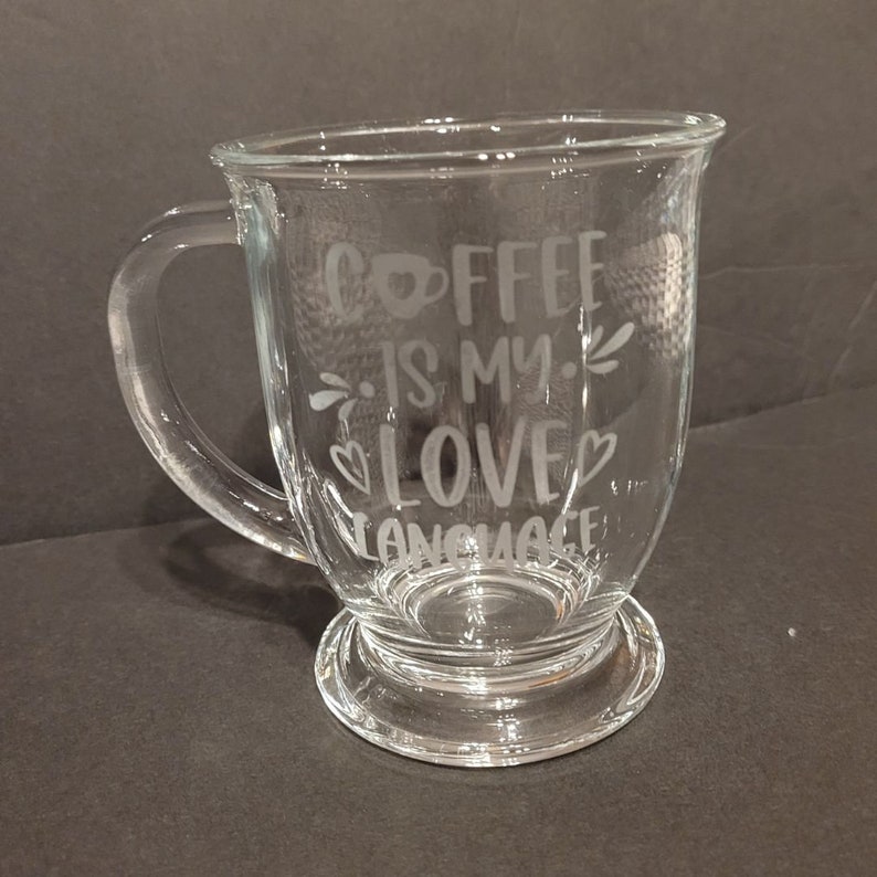 Etched Glass Coffee Mug - 16 Oz. - Etsy