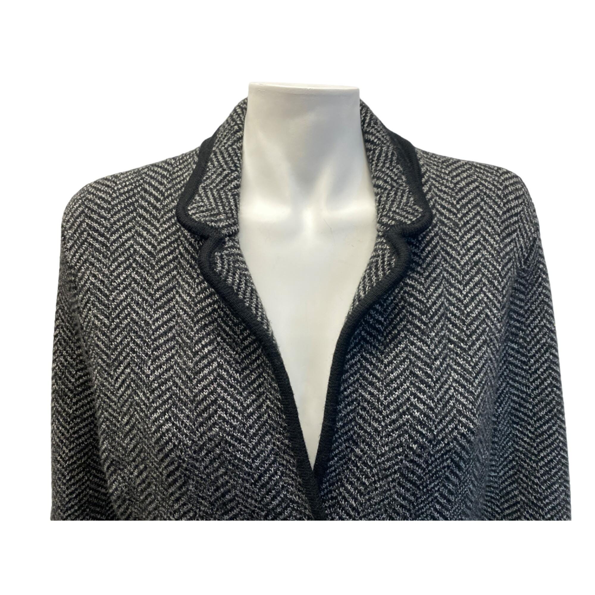 Talbots Merino Wool Herringbone Blazer Jacket Black Gray Womens L ...