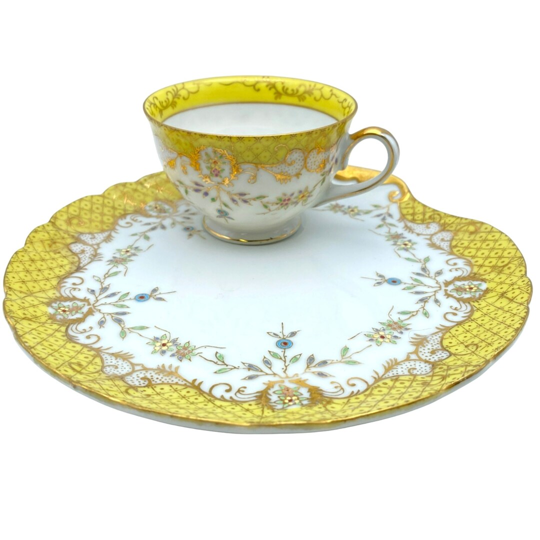 Princeton China Shell Snack Plate Tea Cup Luncheon Set Yellow Gold ...