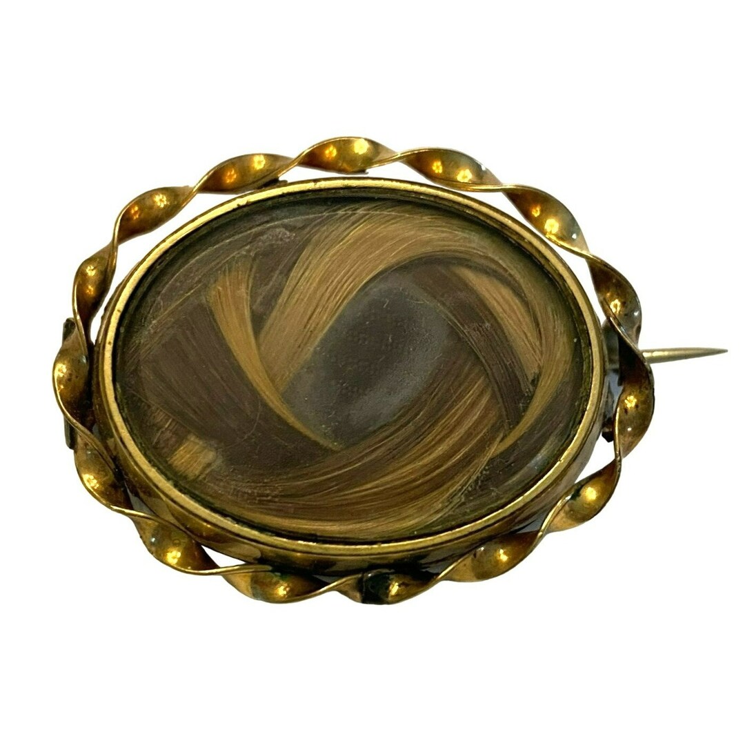 Antique Victorian Mourning Hair Receiver Brooch Pin Memory Sentimental ...