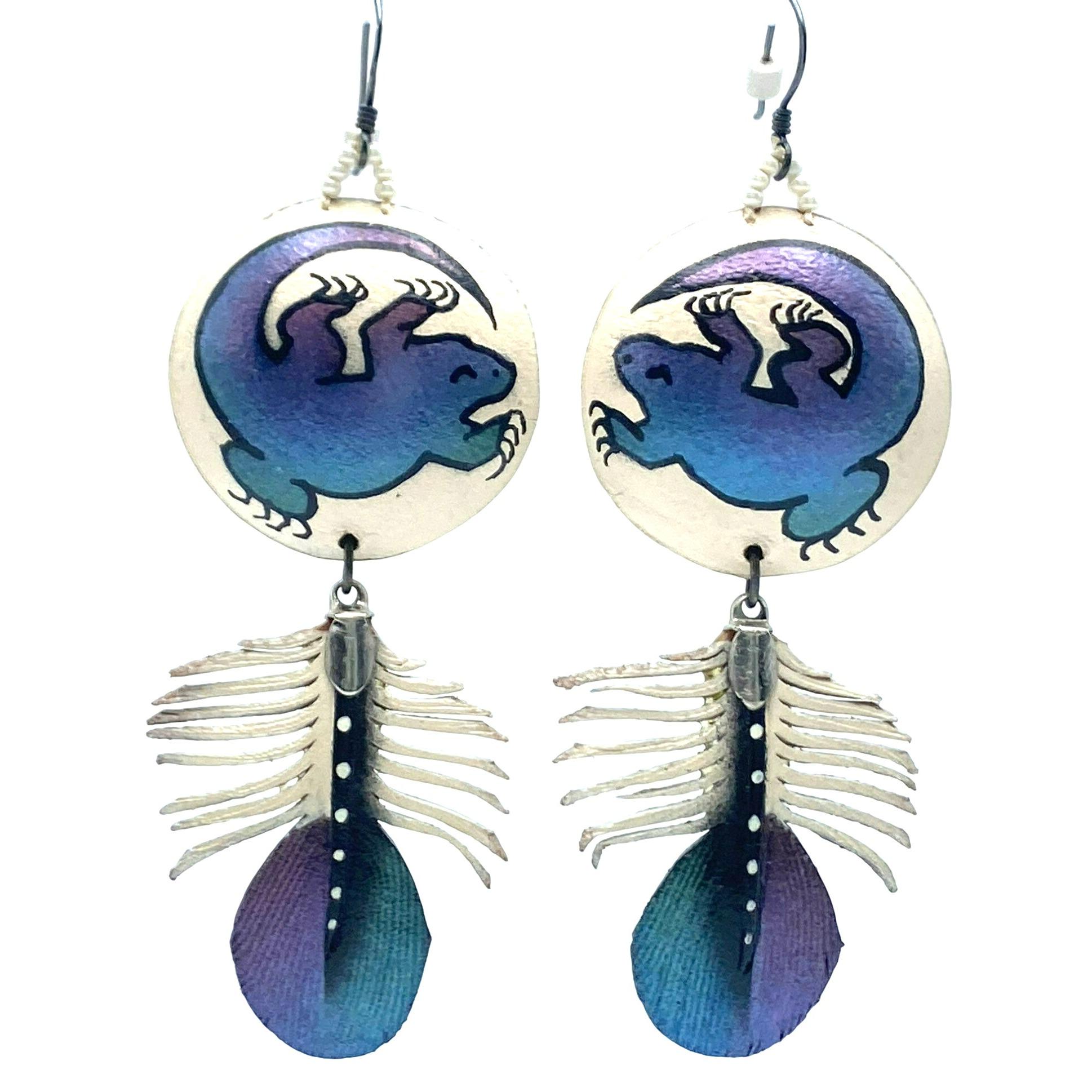 Native American Feather Lizard Purple Blue Iridescent SIGNED! Hand ...
