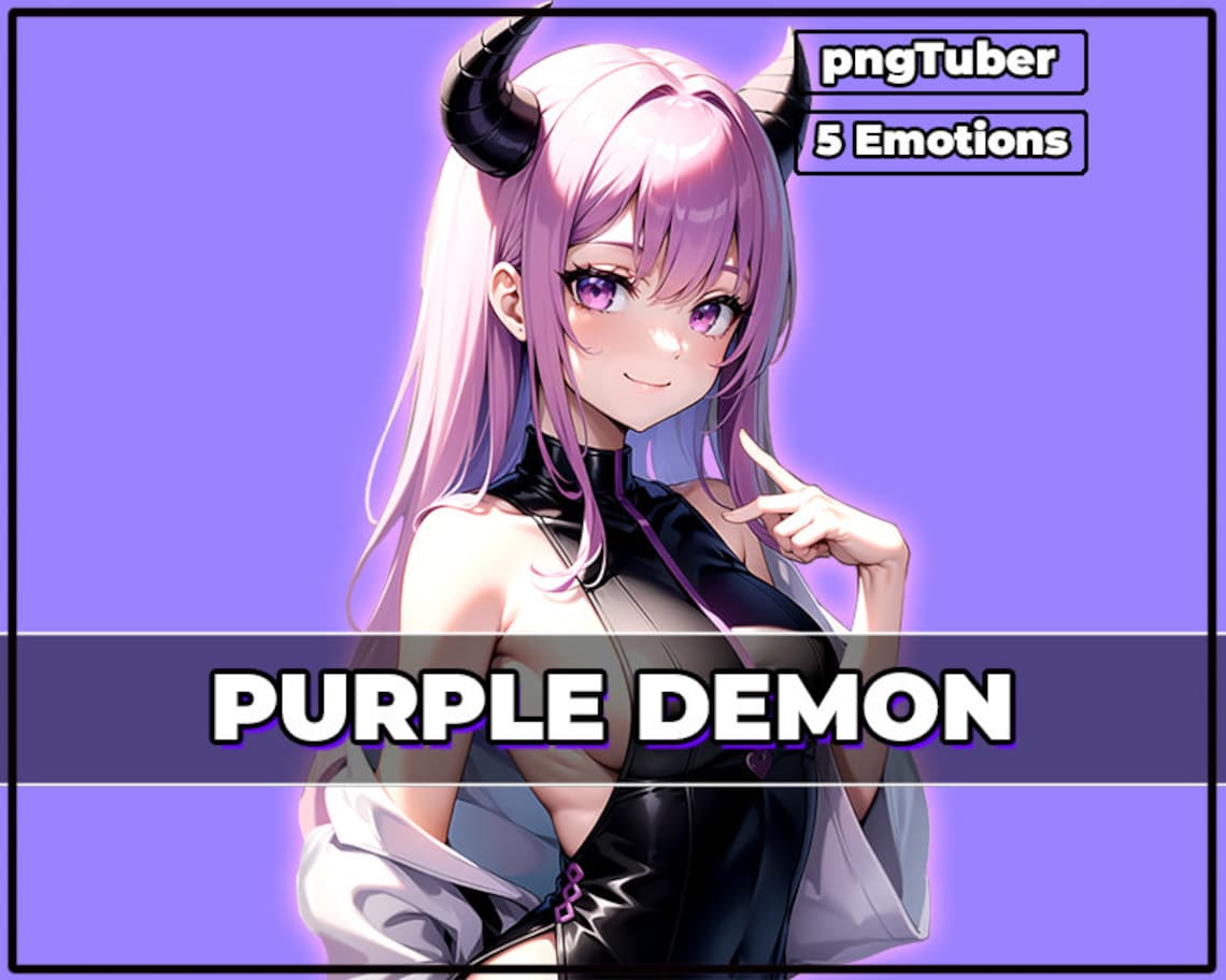Pngtuber, Purple Demon Succubus Girl 2d Vtuber / Premade & Presetup ...