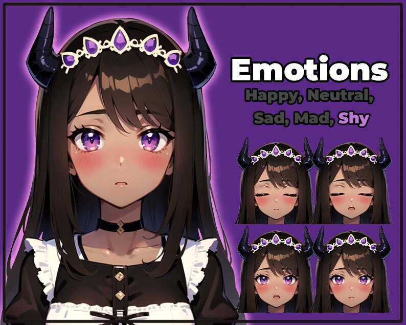 Pngtuber, Dark Demon Girl 2d Vtuber / Premade & Presetup Model With 5 ...