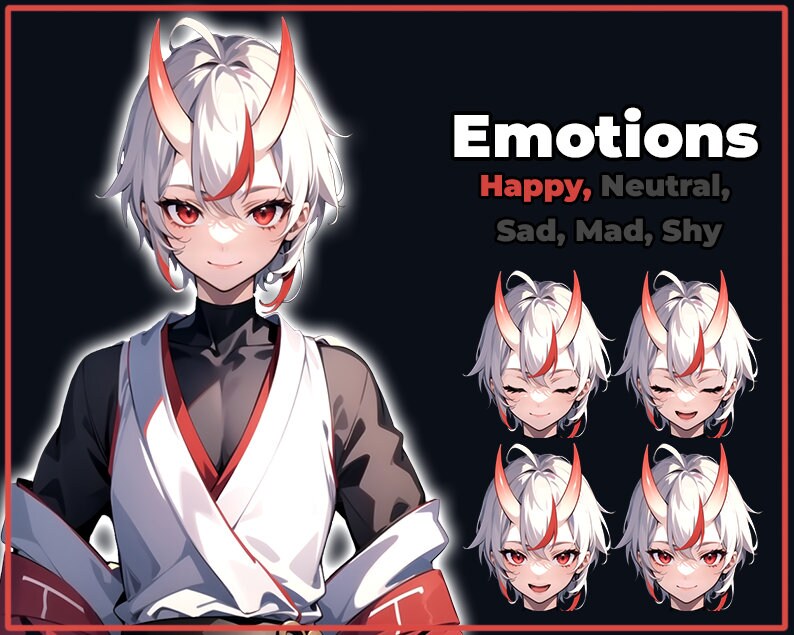 Red Oni Boy Vtuber Model: Premade + Pngtuber Pack - Etsy