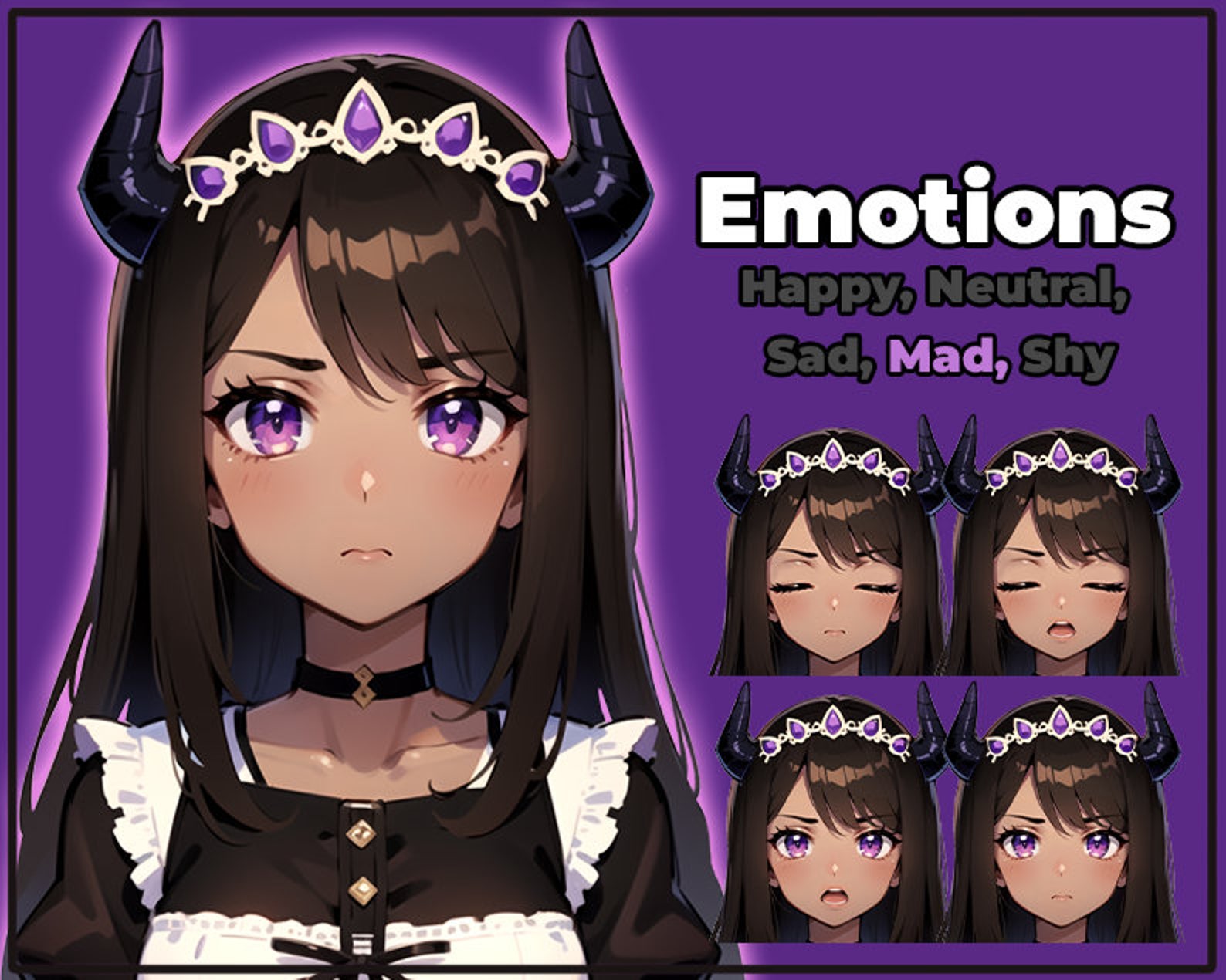 Pngtuber, Dark Demon Girl 2d Vtuber / Premade & Presetup Model With 5 ...