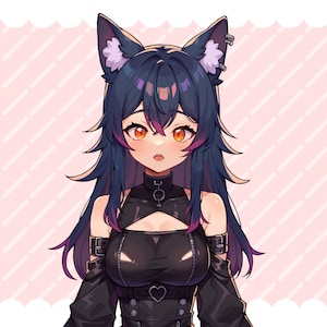 Modelo de Vtuber de Chica Lobo Negra prediseñada: Completamente ...