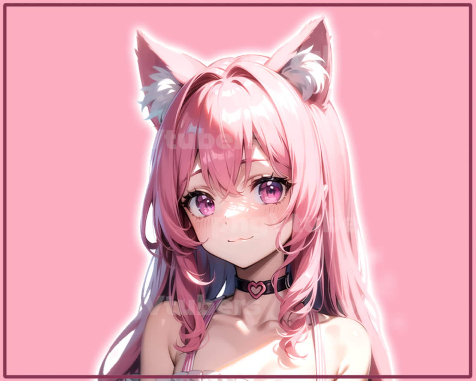 Pngtuber Pink Cat Girl Neko 2d Vtuber / Premade & Presetup - Etsy