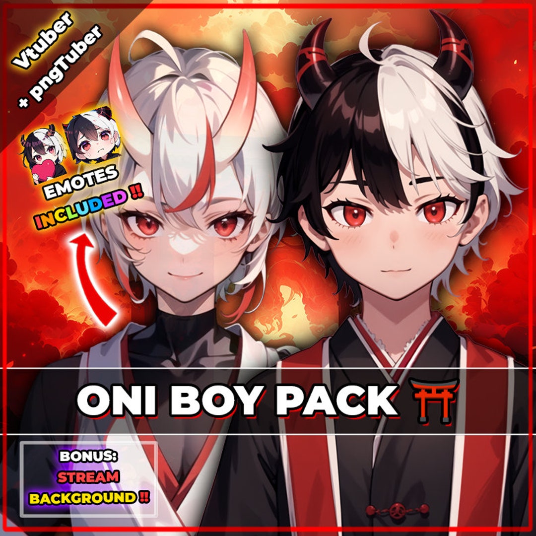 Red Oni Boy Vtuber Model: Premade + Pngtuber Pack - Etsy